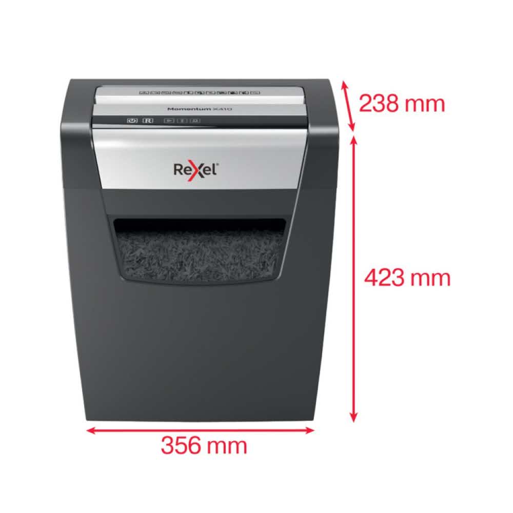 Rexel Niszczarka Momentum X410 P4, 10 kartek, 23l kosz, konfetti ...